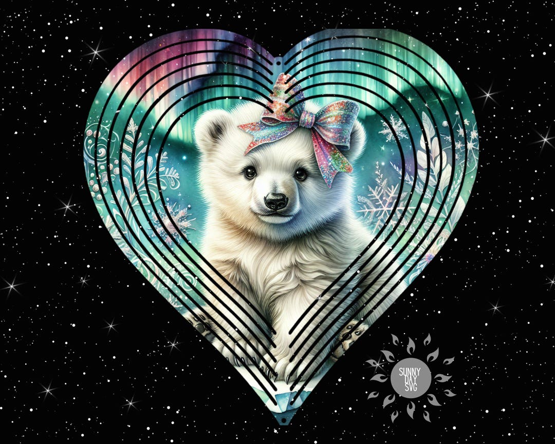 Cute Polar Bear Wind Spinner PNG, Colorful Winter Sublimation Designs ...