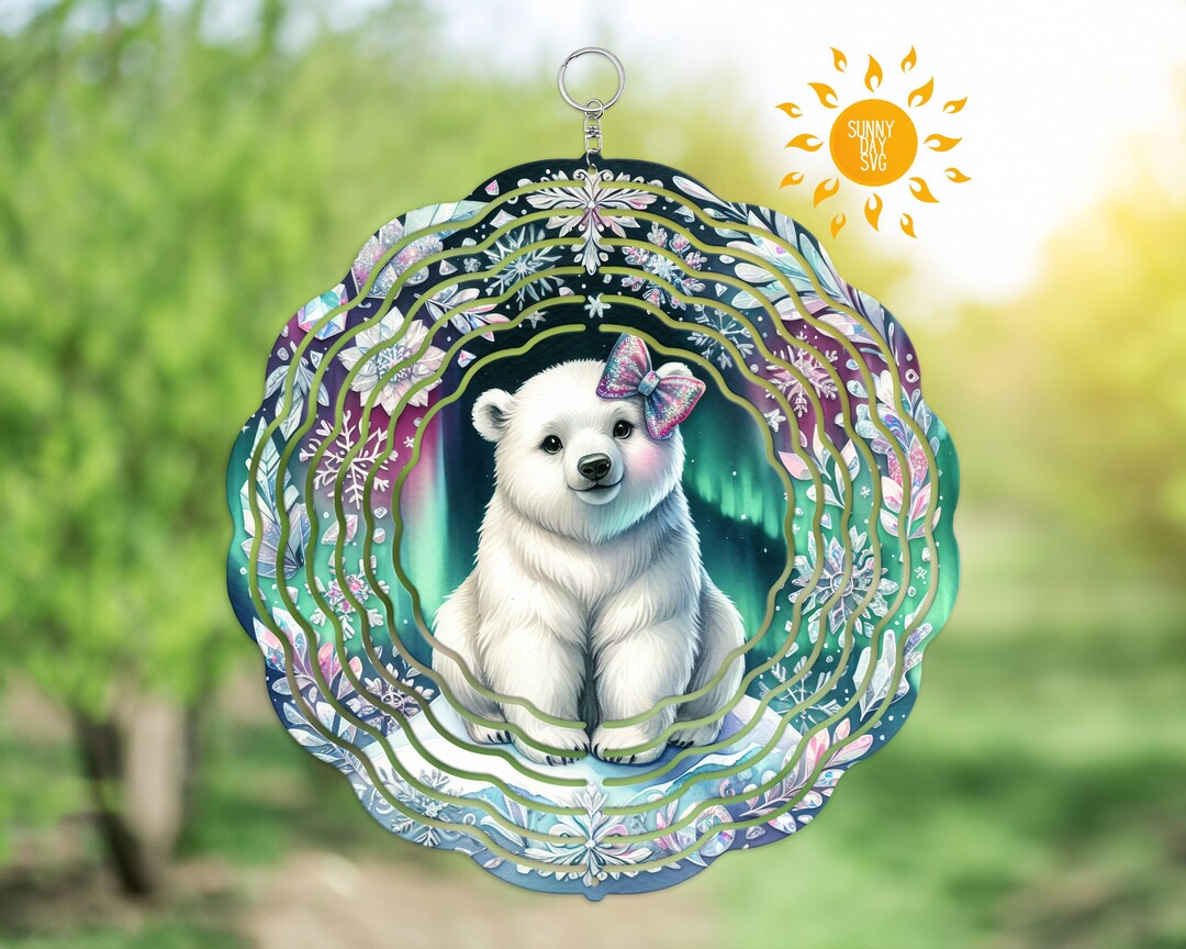 Polar Bear Wind Spinner Digital Art, Sublimation Designs, Circle Square ...
