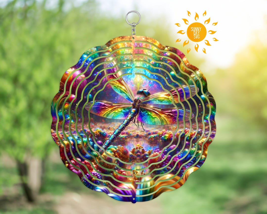 Dragonfly Wind Spinner PNG, Colorful Sublimation Designs, DIY Garden ...