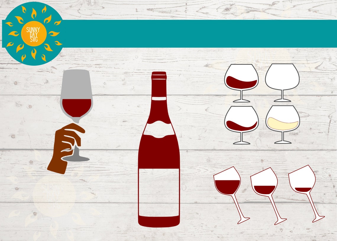 WINE SVG BUNDLE, Wine Glass Svg, Cheers Svg, Wine Bottle Svg, Red Wine ...