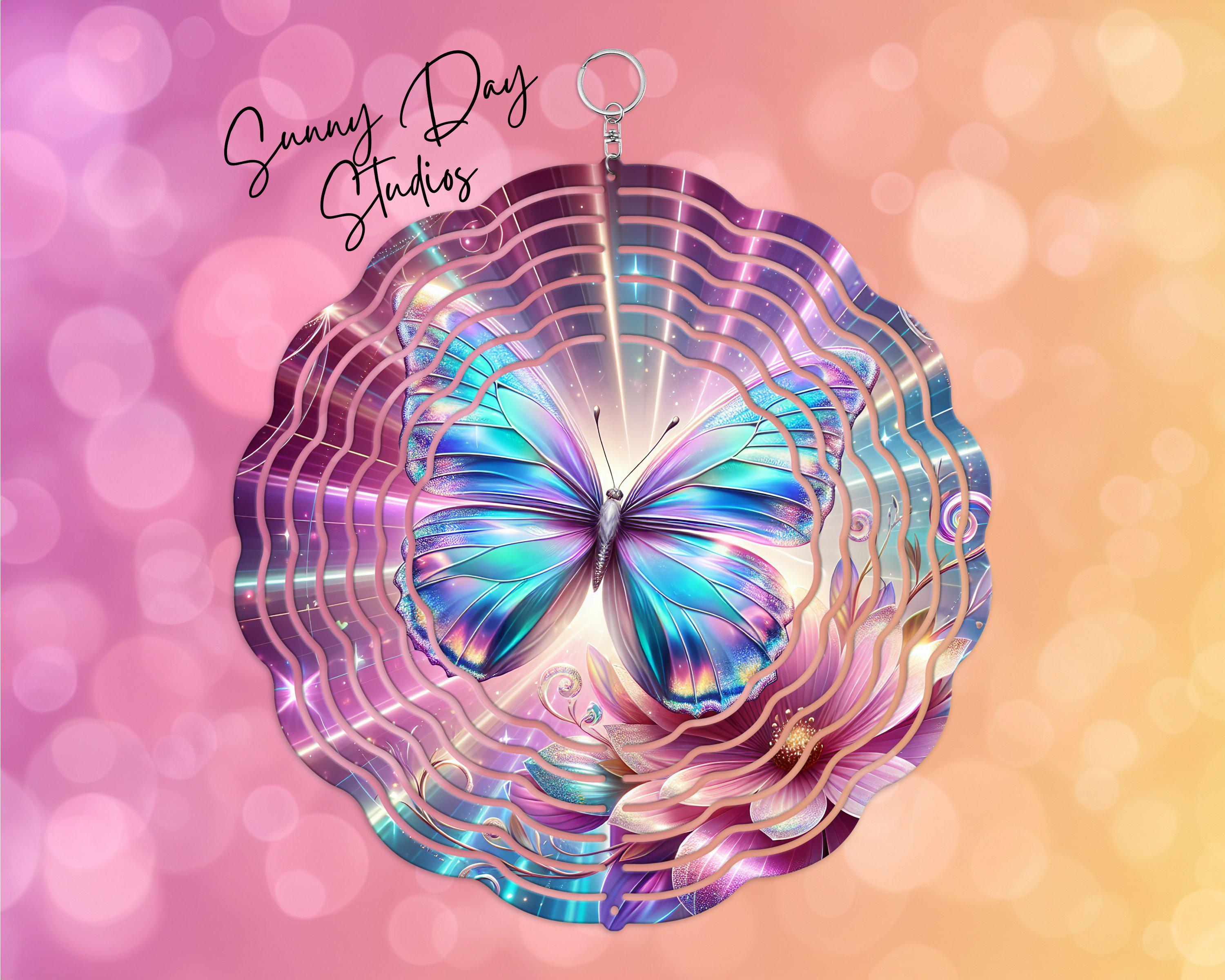 Butterfly Wind Spinner PNG, Colorful Floral Butterfly Sublimation ...