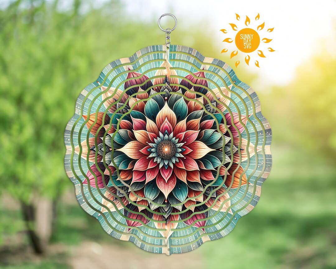 Mandala Floral Wind Spinner PNG, Colorful Sublimation Decal Designs ...