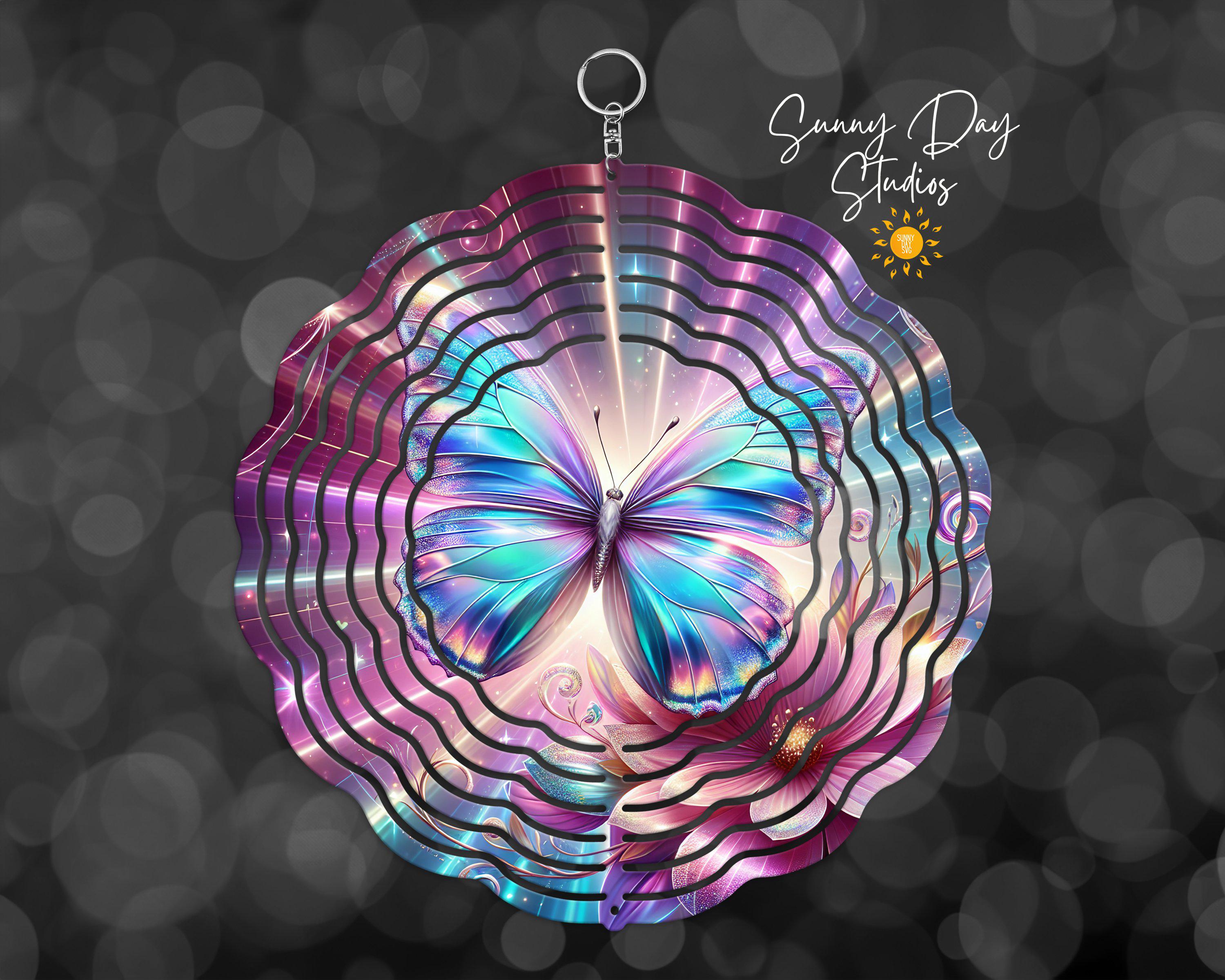 Butterfly Wind Spinner PNG, Colorful Floral Butterfly Sublimation ...