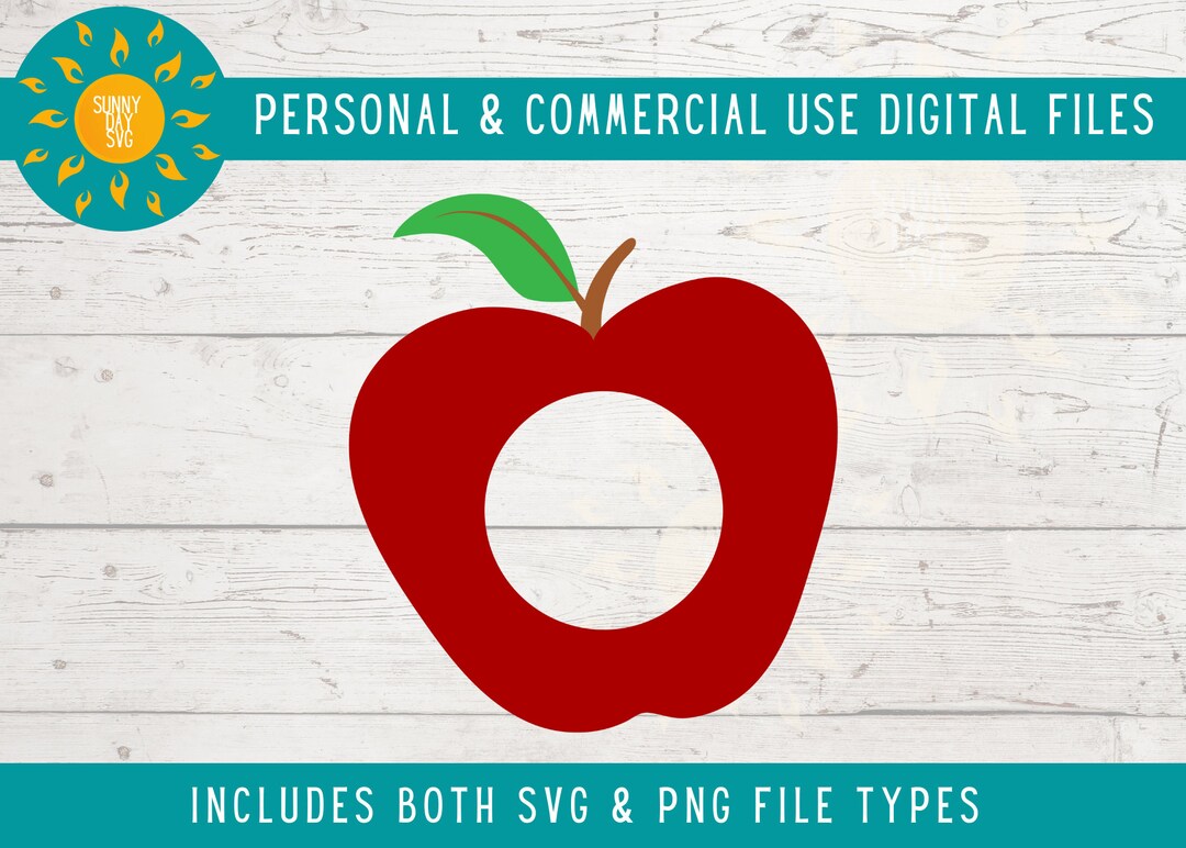 Apple Circle Monogram SVG, Teacher Name Split Monogram SVG PNG for End ...