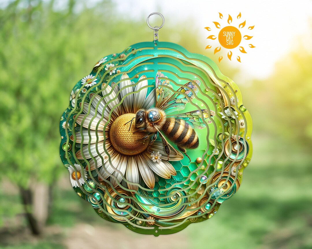 Bee and Flower Wind Spinner PNG, Bumblebee Colorful Sublimation Designs ...