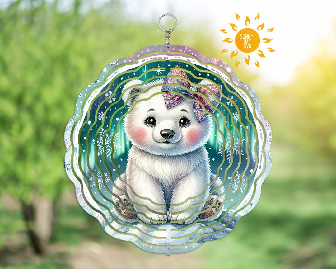 Cute Polar Bear Wind Spinner PNG, Colorful Sublimation Designs, DIY ...