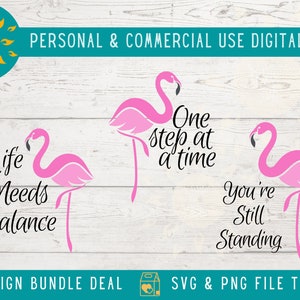 Motivational Flamingo Encouragement PNG Bundle, Uplifting and ...