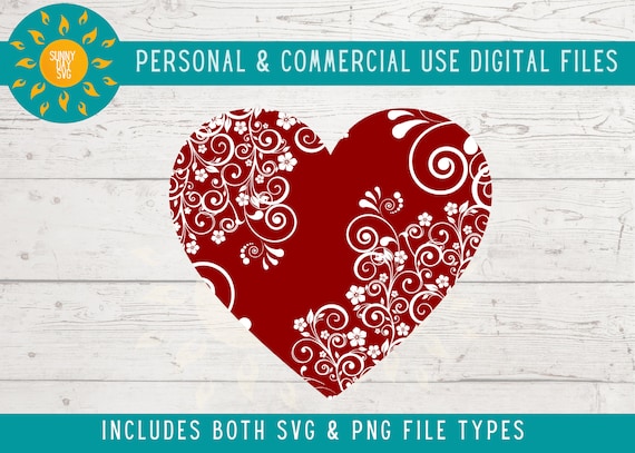 FANCY ORNATE HEART Svg Swirls Doily Love Clipart Valentine | Etsy