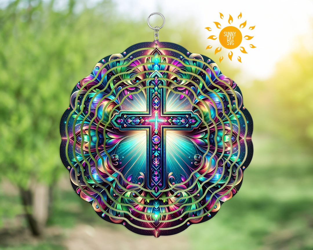 Cross Windspinner PNG, Colorful Jesus Sublimation Designs, DIY Garden ...