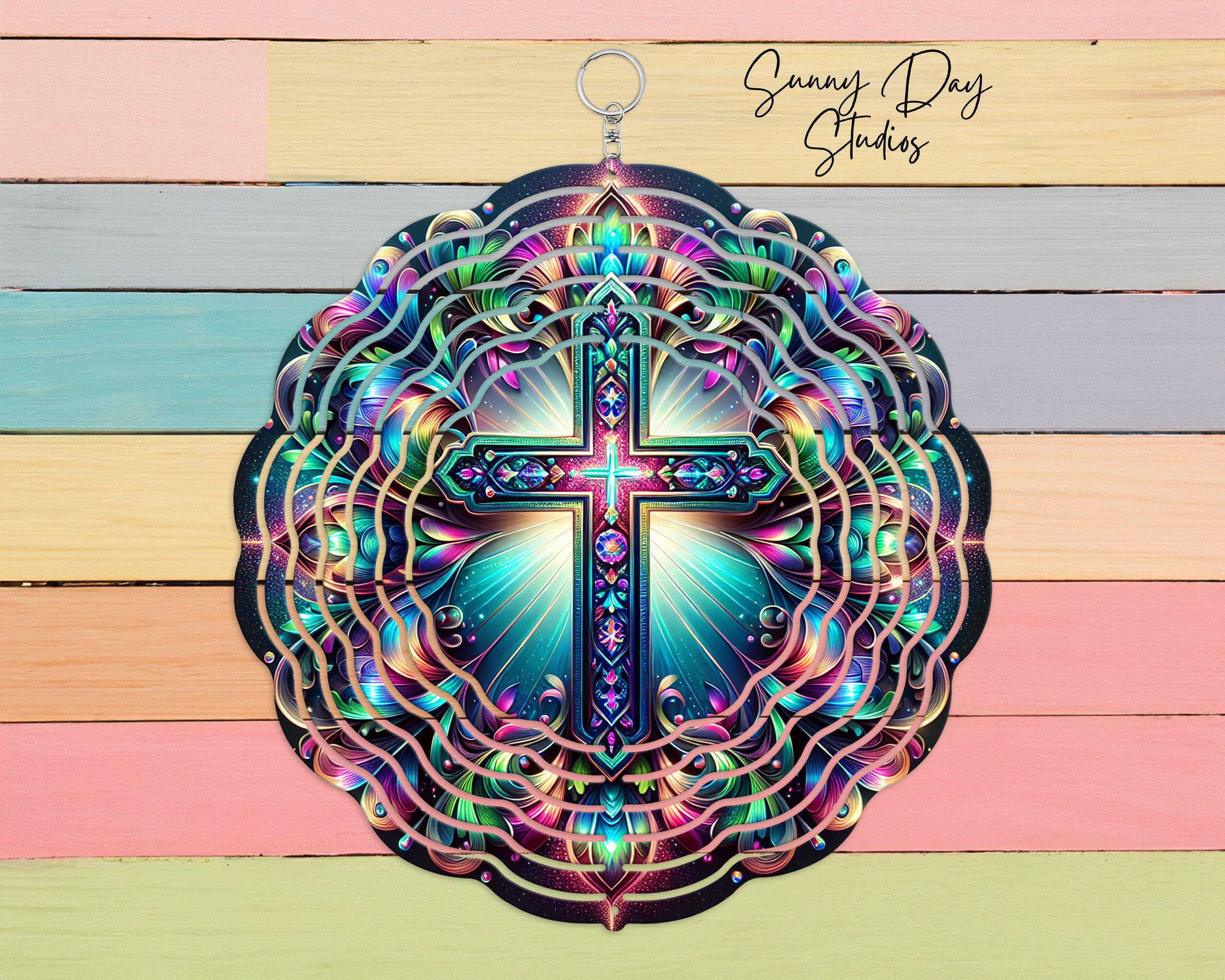 Cross Windspinner PNG, Colorful Jesus Sublimation Designs, DIY Garden ...