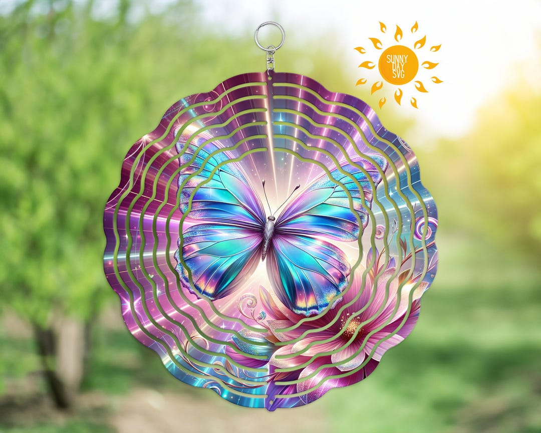 Butterfly Wind Spinner PNG, Colorful Floral Butterfly Sublimation ...