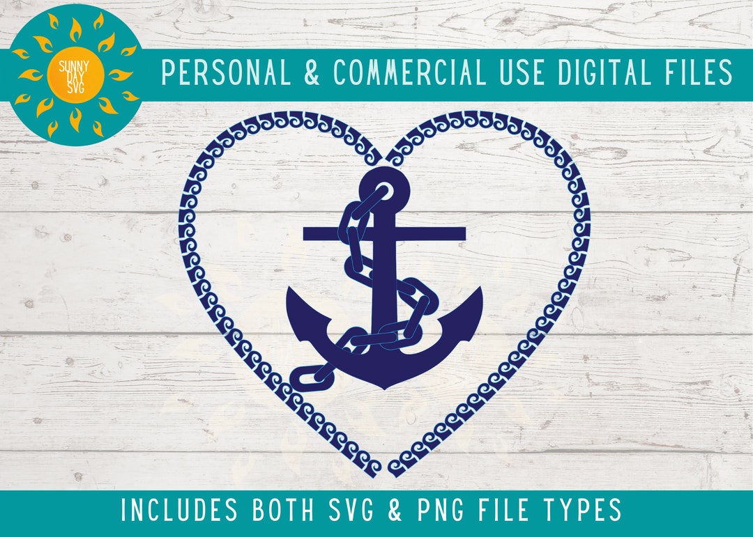 HEART ANCHOR SVG, Nautical Love Png, Boat Life, Ocean Clipart, Navy ...