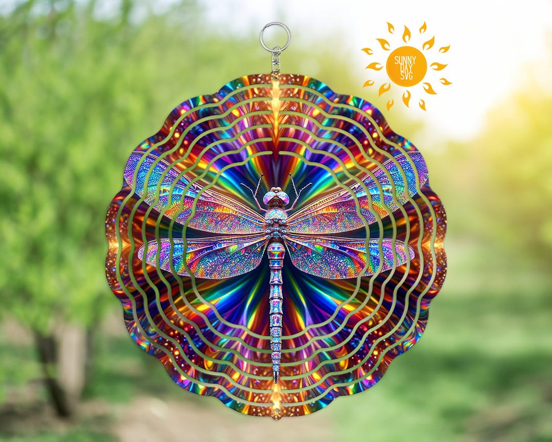 Iridescent Dragonfly Wind Spinner PNG, Rainbow Sublimation Designs, DIY ...