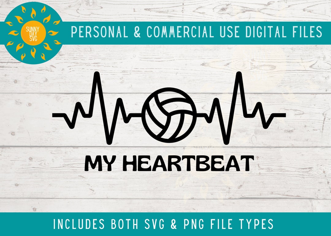 Volleyball Heartbeat SVG PNG, Senior Night Jersey or Game Day Team T ...