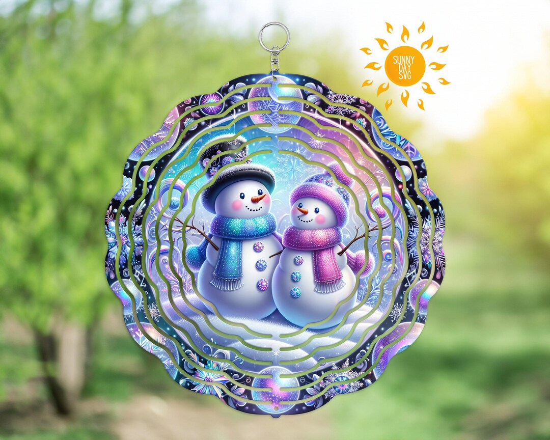 Snowman Couple Wind Spinner PNG, Winter Sublimation Designs, DIY Garden ...