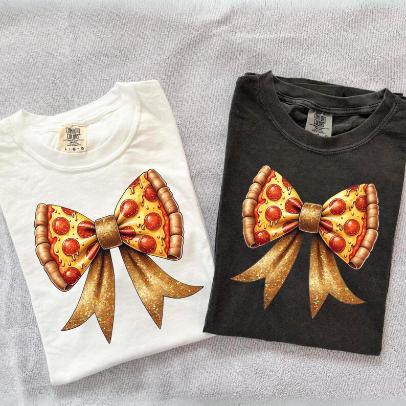 Glittery Pizza Coquette Bow PNG, Trendy Ribbon Sublimation Design File, Weirdcore Pepperoni ...
