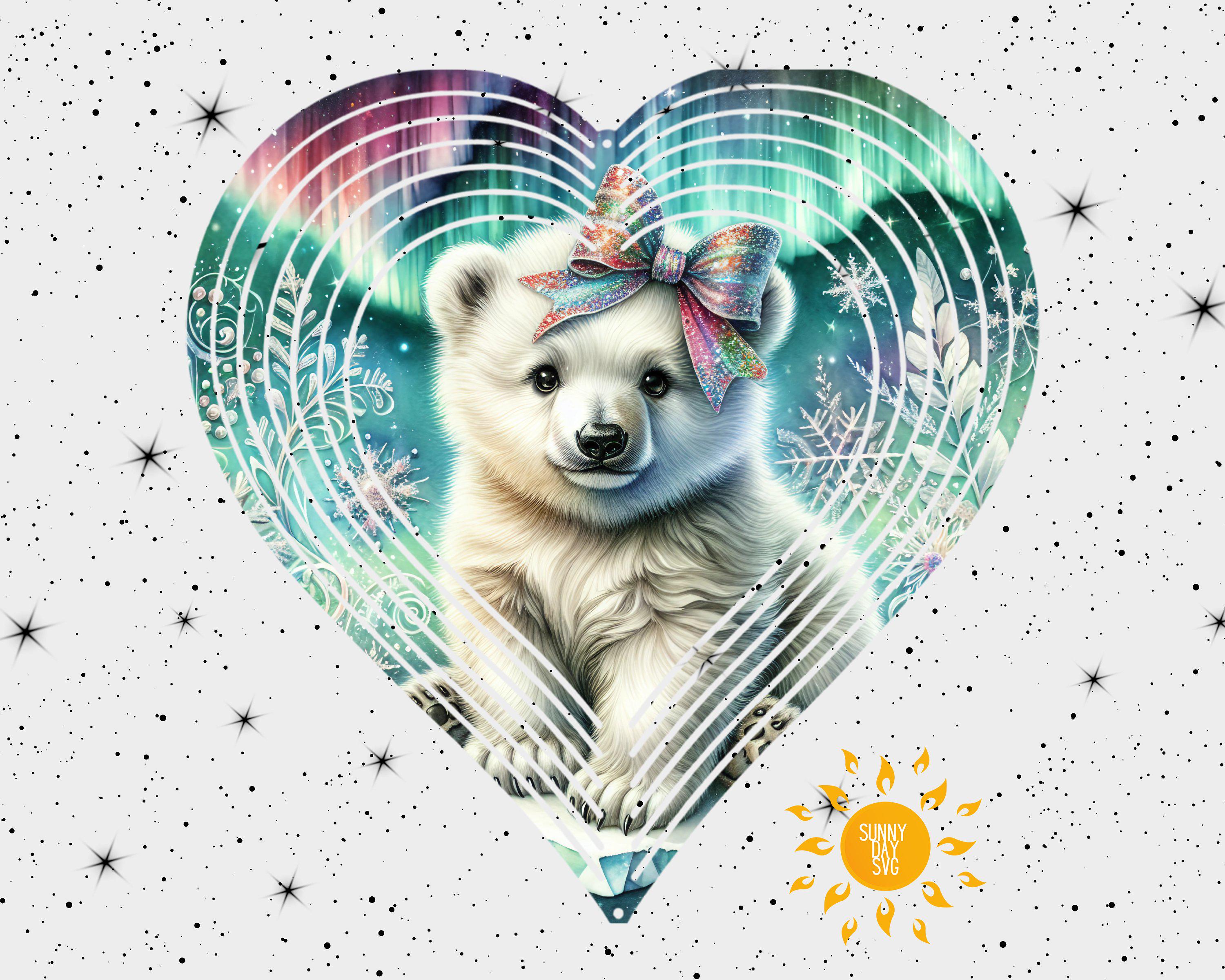 Cute Polar Bear Wind Spinner PNG, Colorful Winter Sublimation Designs ...