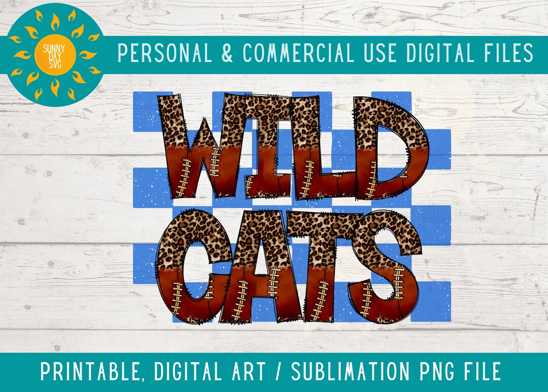 Blue and White Checkered Wildcats PNG, Kentucky Png, Wild Cat Clipart ...