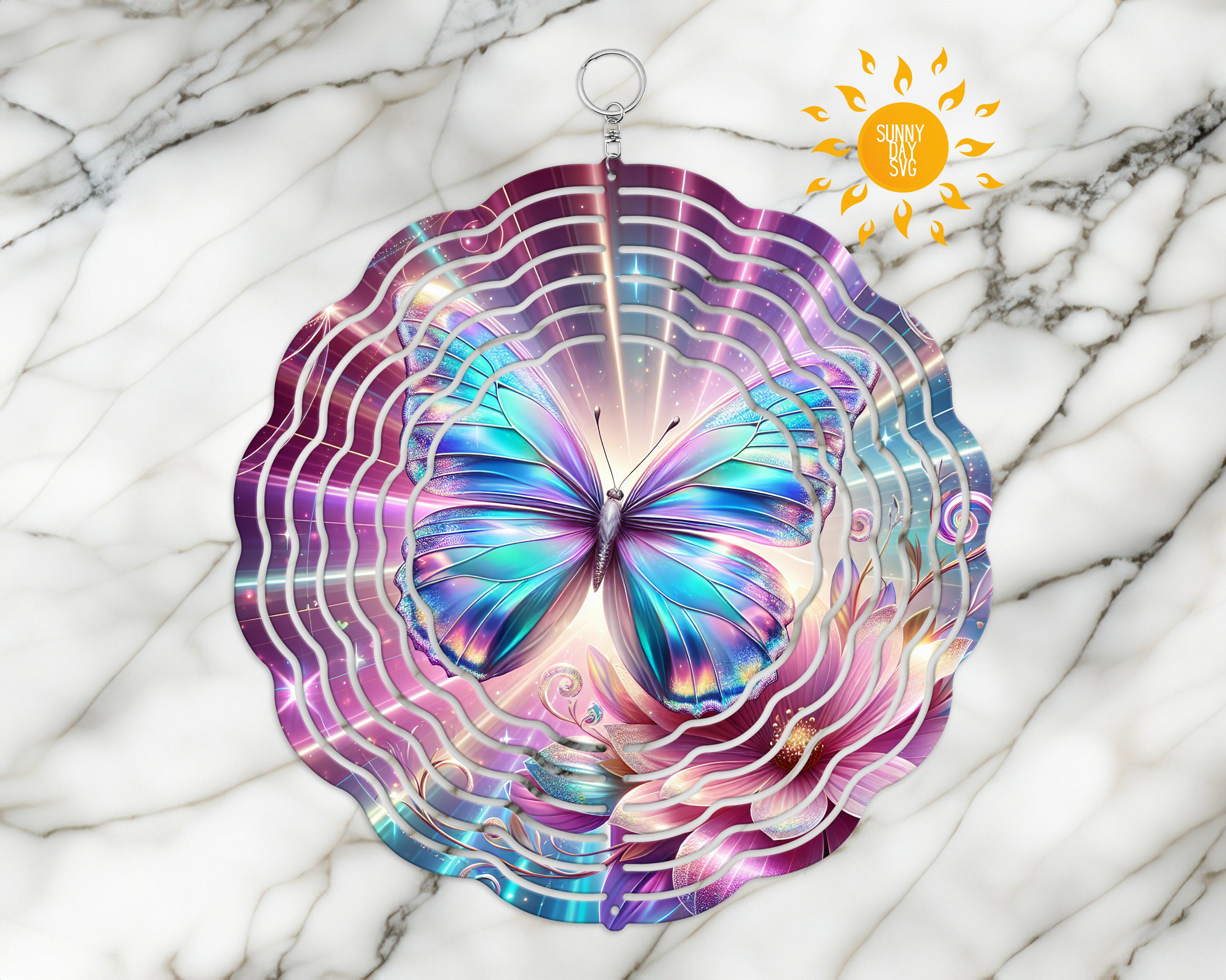 Butterfly Wind Spinner PNG, Colorful Floral Butterfly Sublimation ...