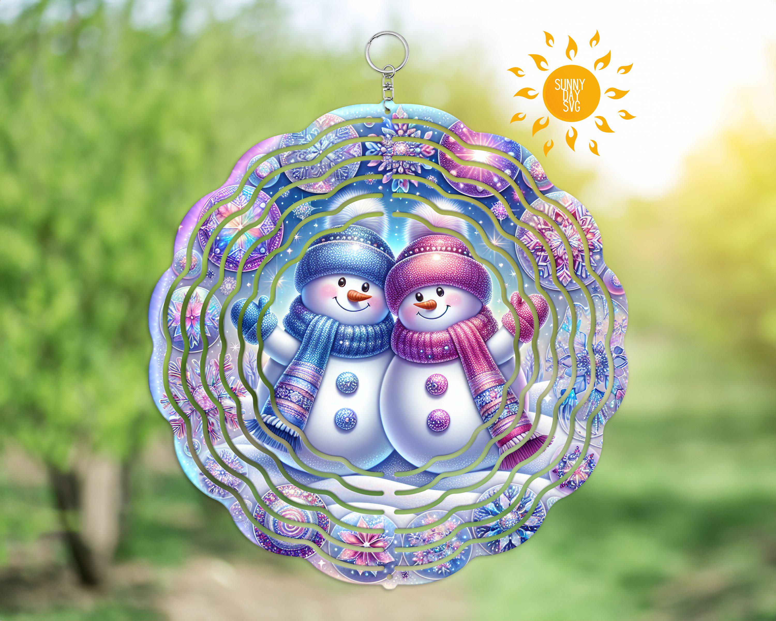 Snowman Couple Wind Spinner Design, Winter PNG, Sublimation Designs ...