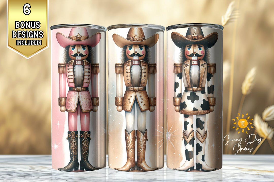 Cow Print Nutcracker Tumbler Wrap, Country Western Skinny Tumbler PNG ...