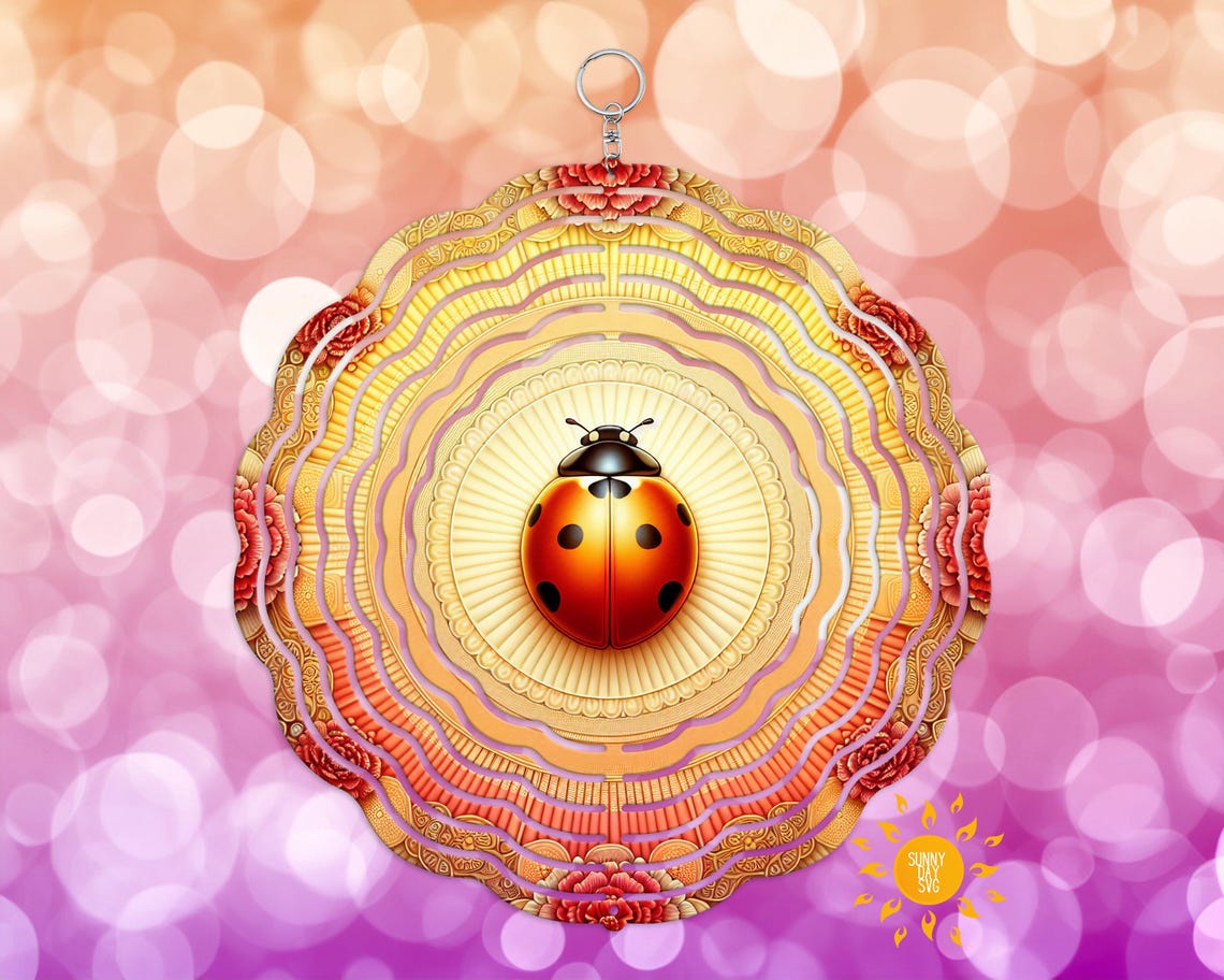Ladybug Wind Spinner PNG, Colorful Floral Sublimation Designs, DIY ...