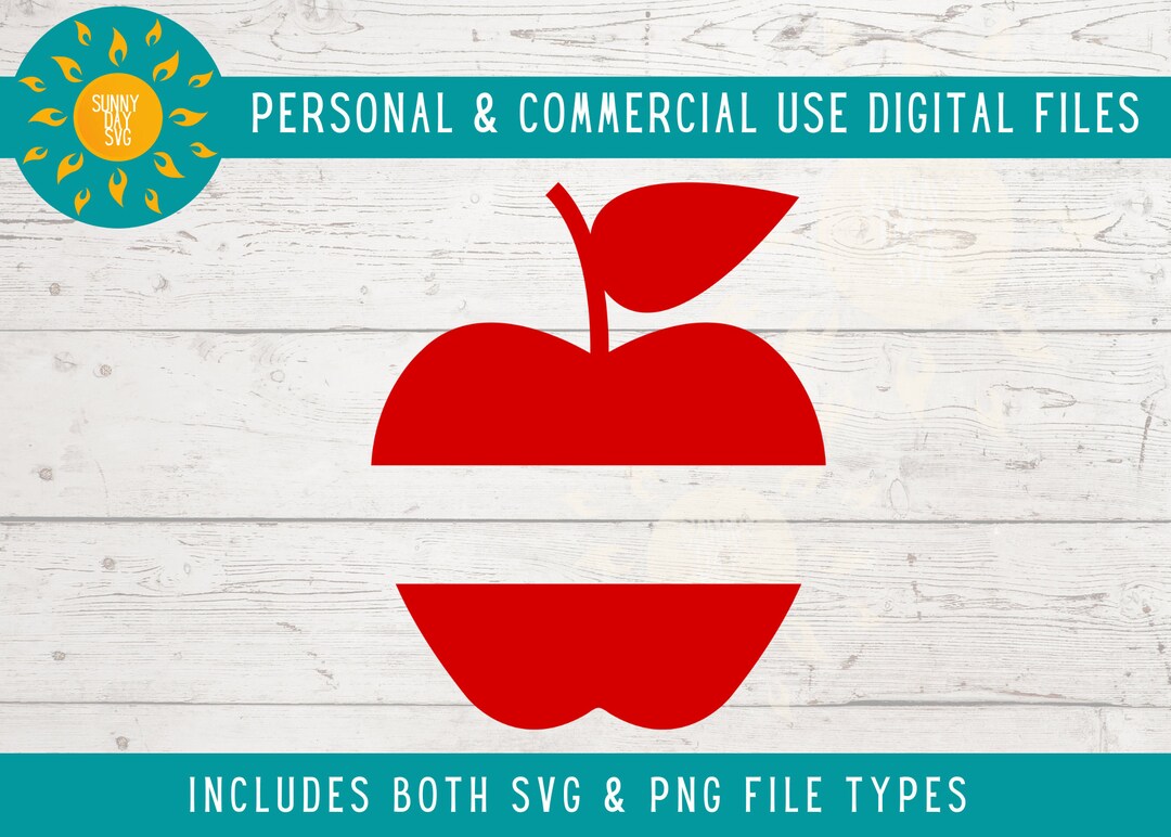 Apple Split Monogram SVG, Teacher Name Monogram SVG PNG for End of Year ...