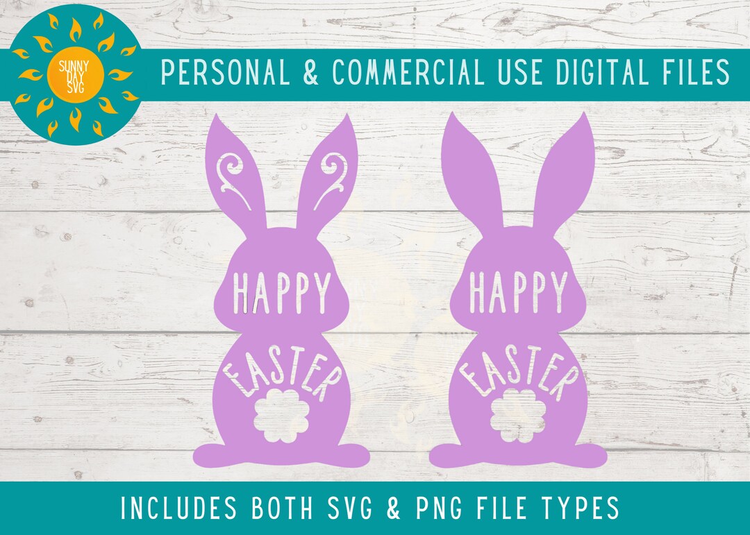 Happy Easter Bunny SVG, Cute Boy and Girl Rabbit Png for Kids Easter ...