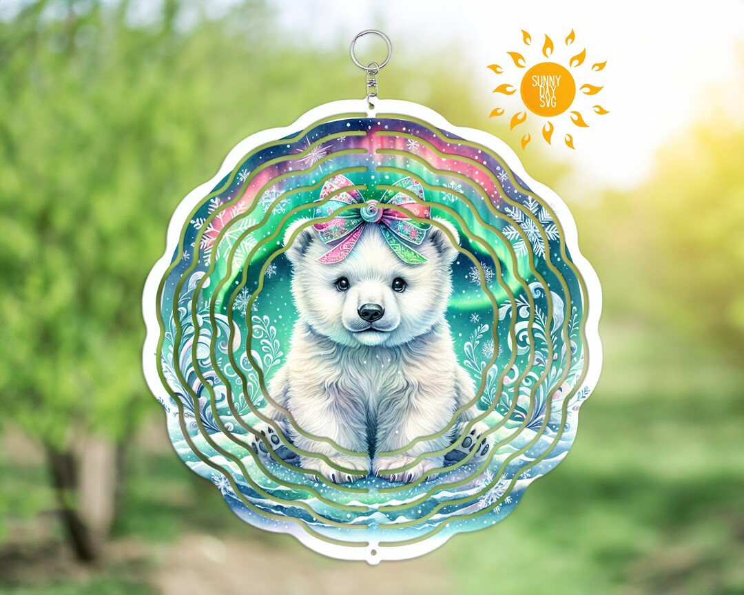 Cute Polar Bear Wind Spinner Design, Whimsical Garden Decor, DIY Home ...