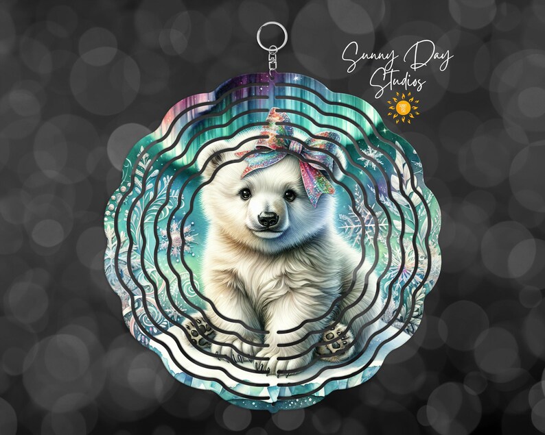 Cute Polar Bear Wind Spinner PNG, Colorful Winter Sublimation Designs ...