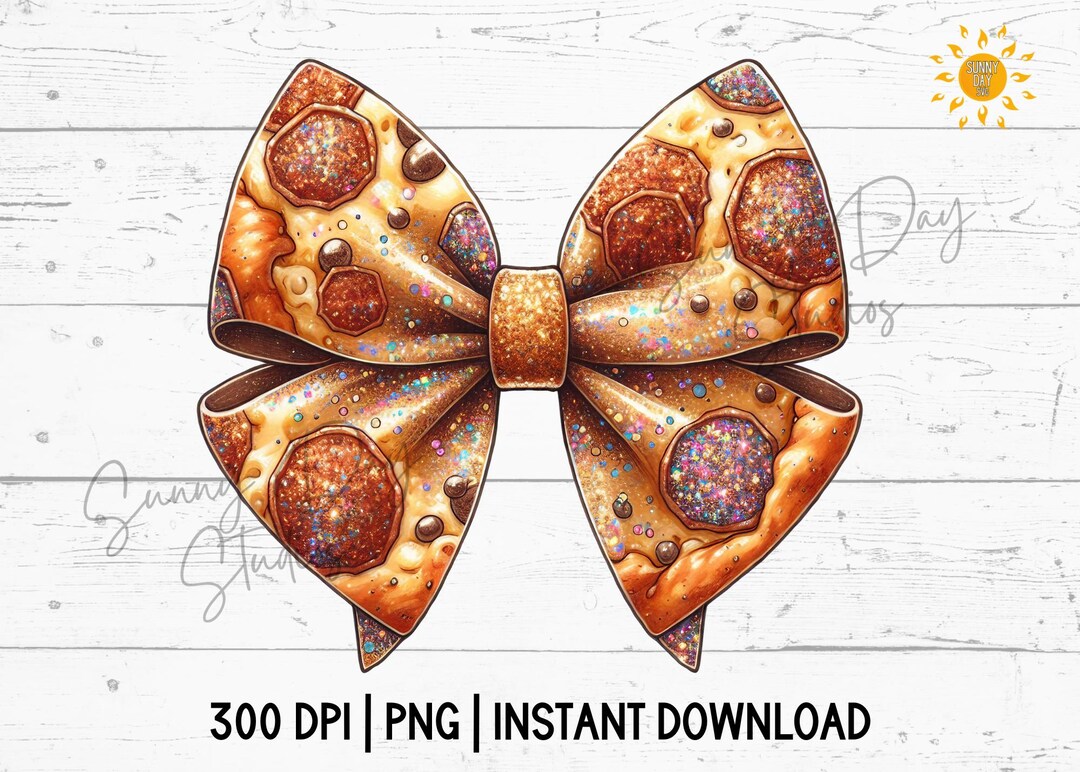 Pepperoni Pizza Bow PNG, Funny Coquette Ribbon Sublimation Design File ...