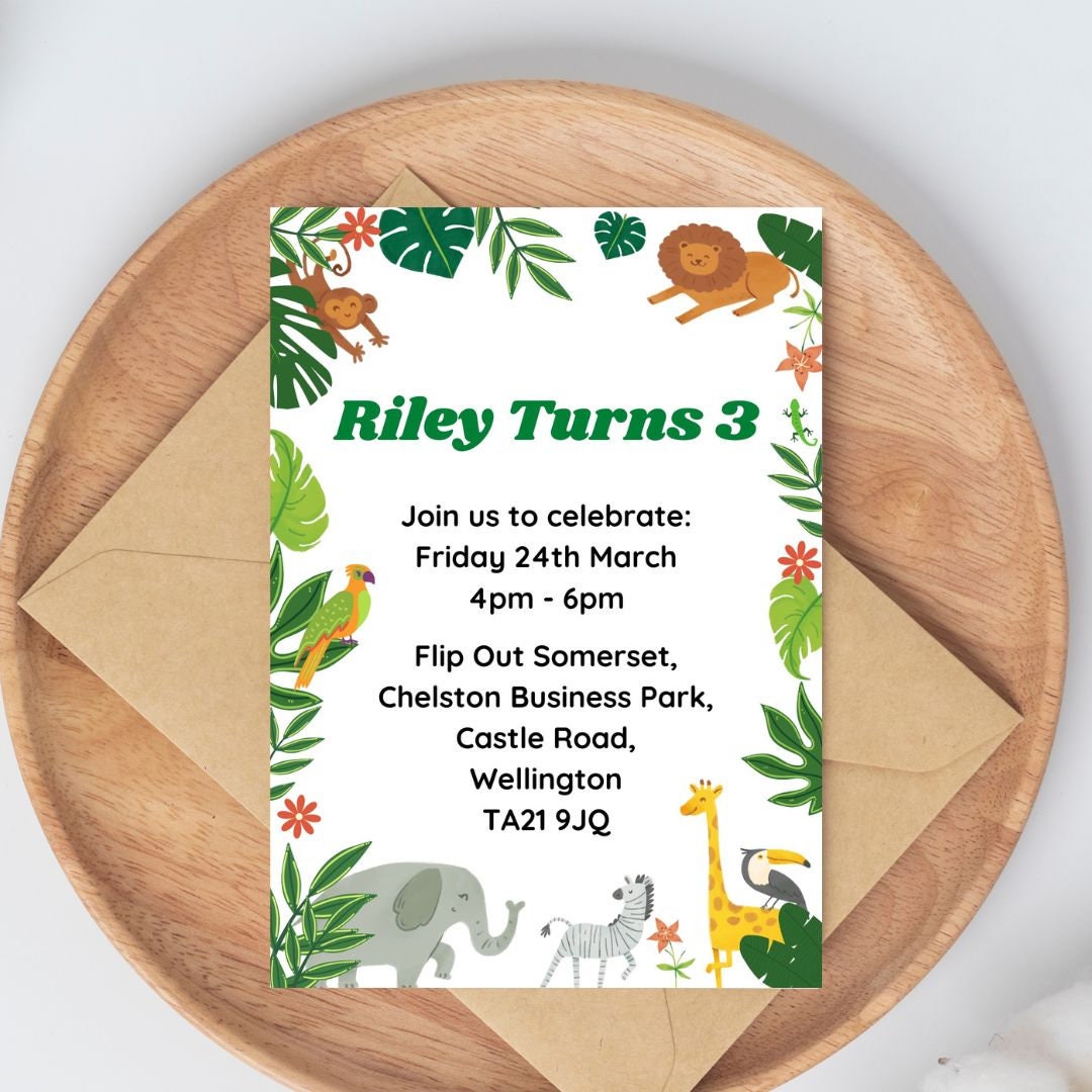 Editable Safari Themed Party Invitation Canva Template DIY Party Invite ...