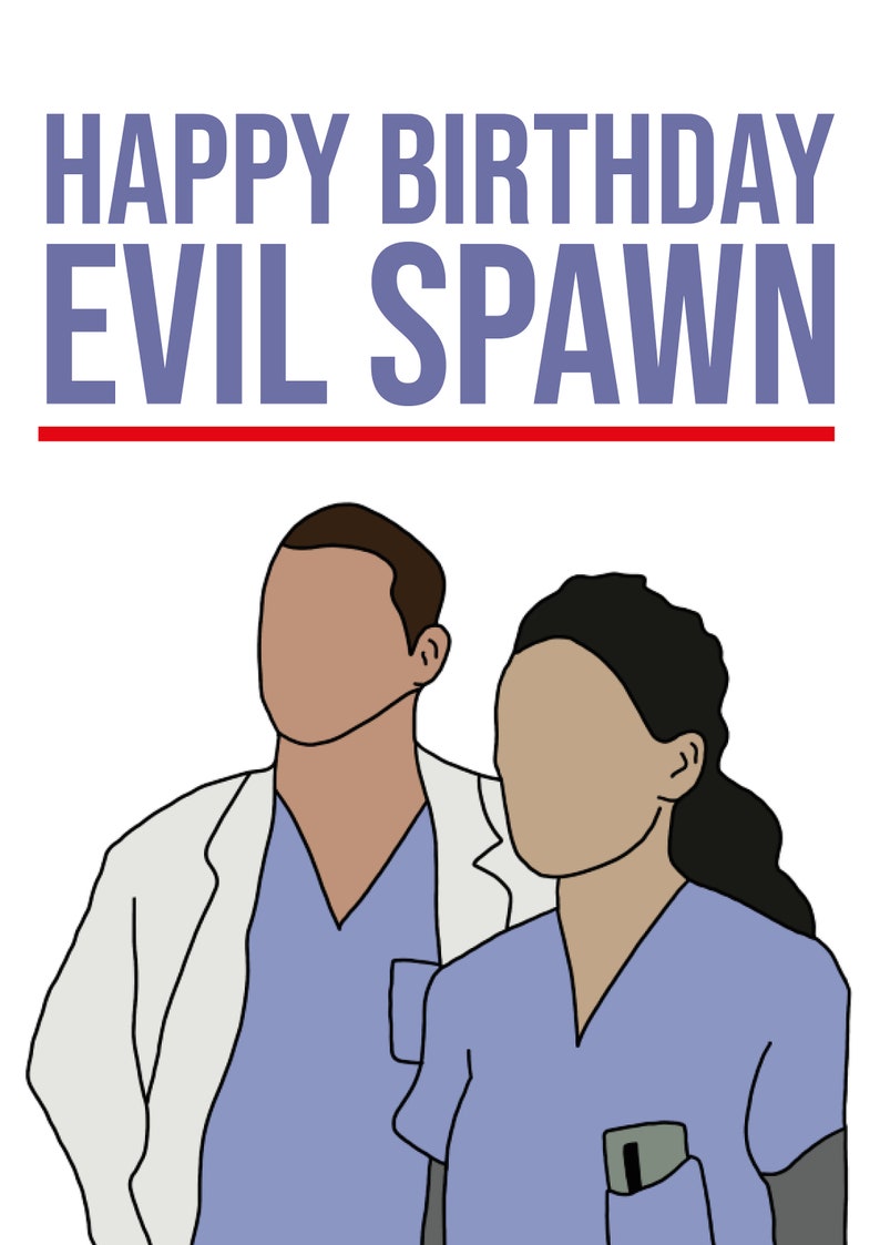 Evil Spawn Birthday Card Grey's Anatomy Alex Karev - Etsy