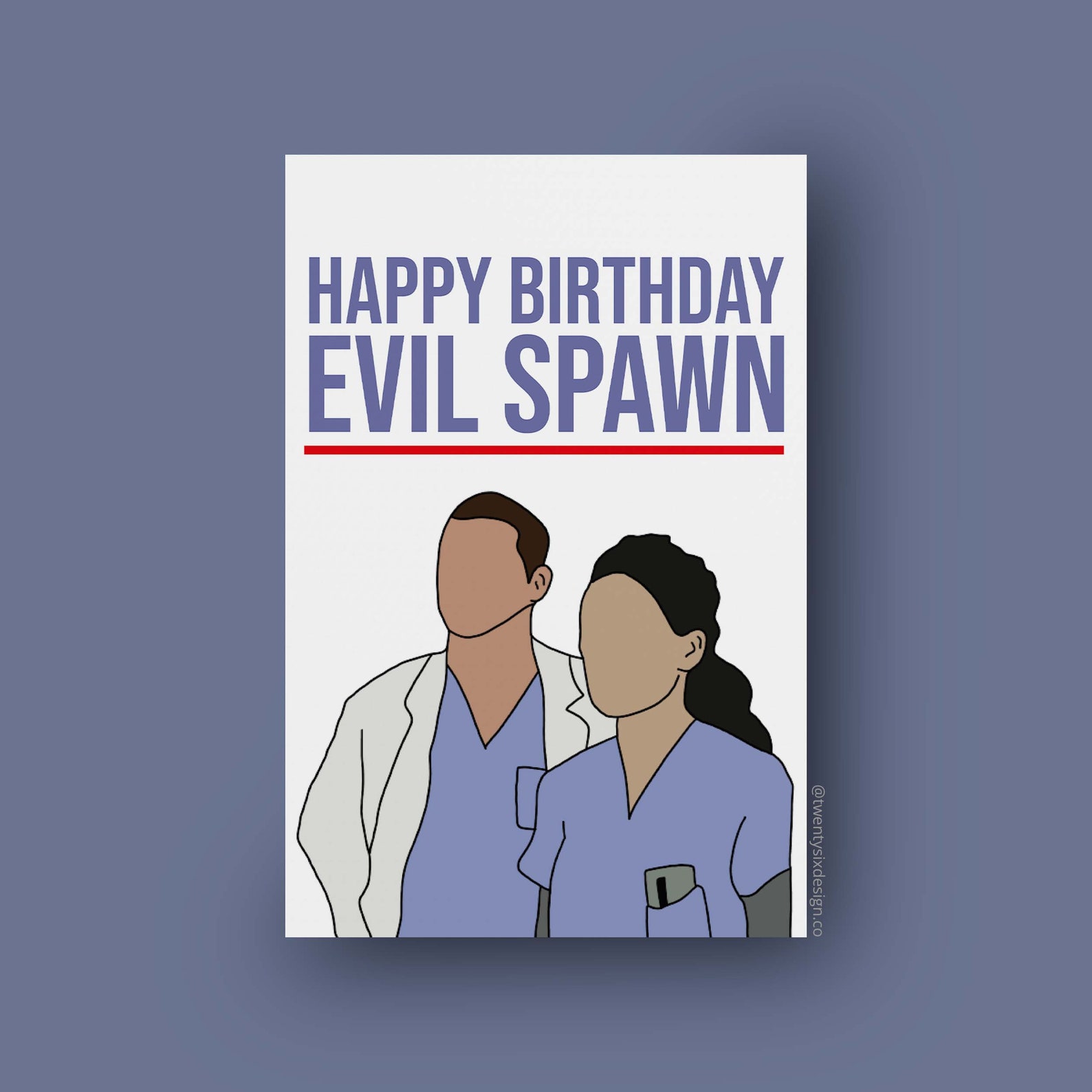 Evil Spawn Birthday Card Grey's Anatomy Alex Karev Cristina Yang ...