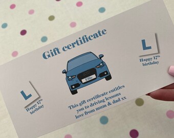 Driving Lessons Gift Voucher Template Certificate Ticket Printable ...