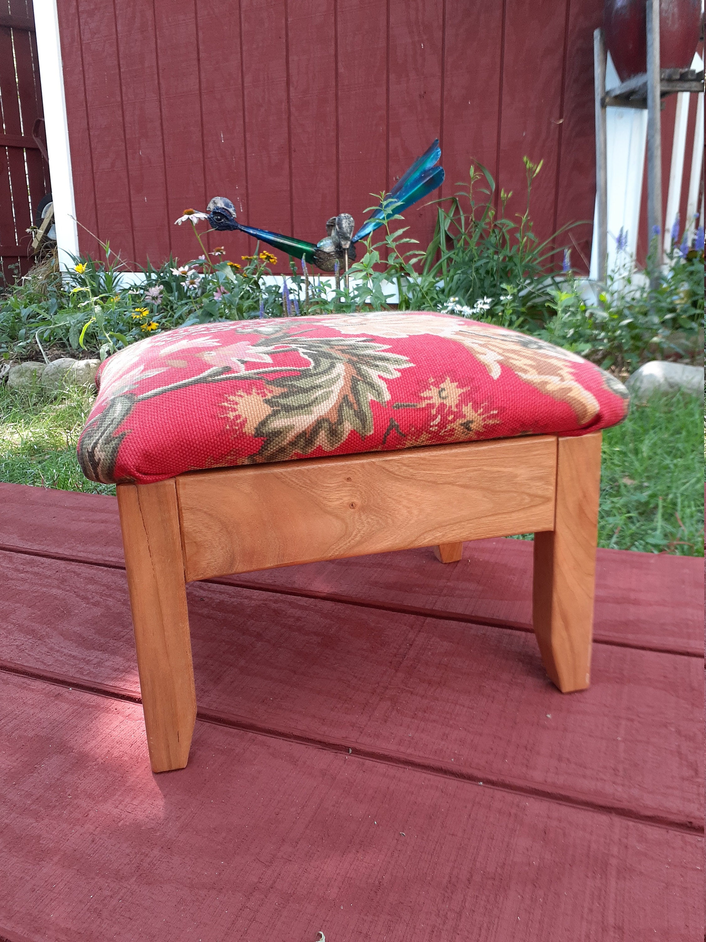Upholstered Wooden Footstool With Storage From Reclaimed Wood - Etsy