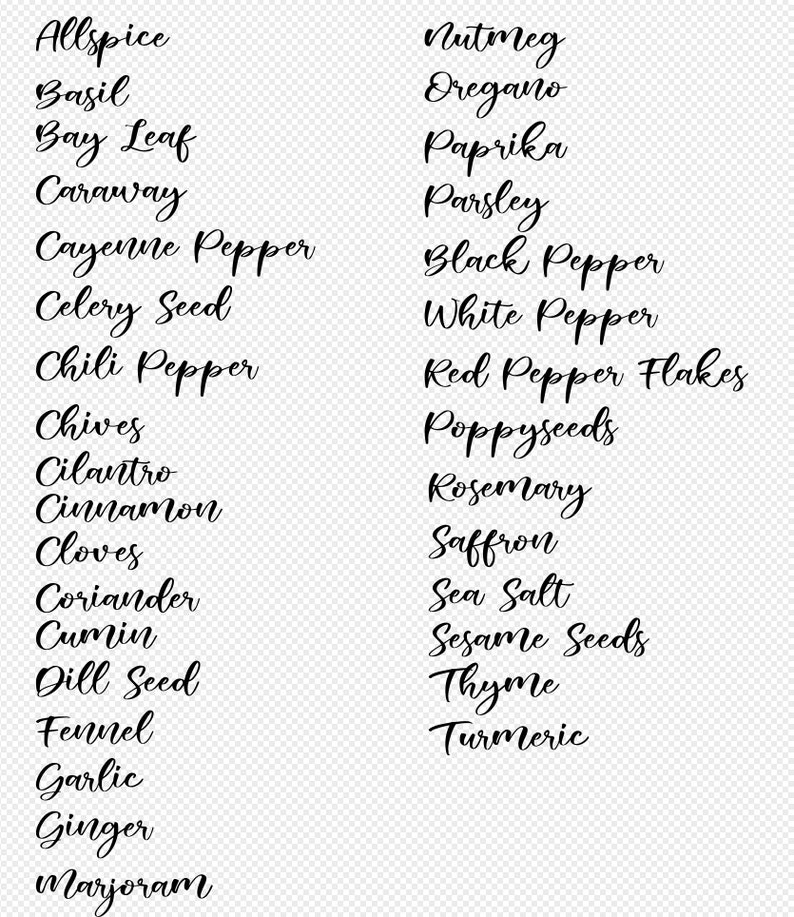 Spices SVG (to Label Bottles) - Etsy