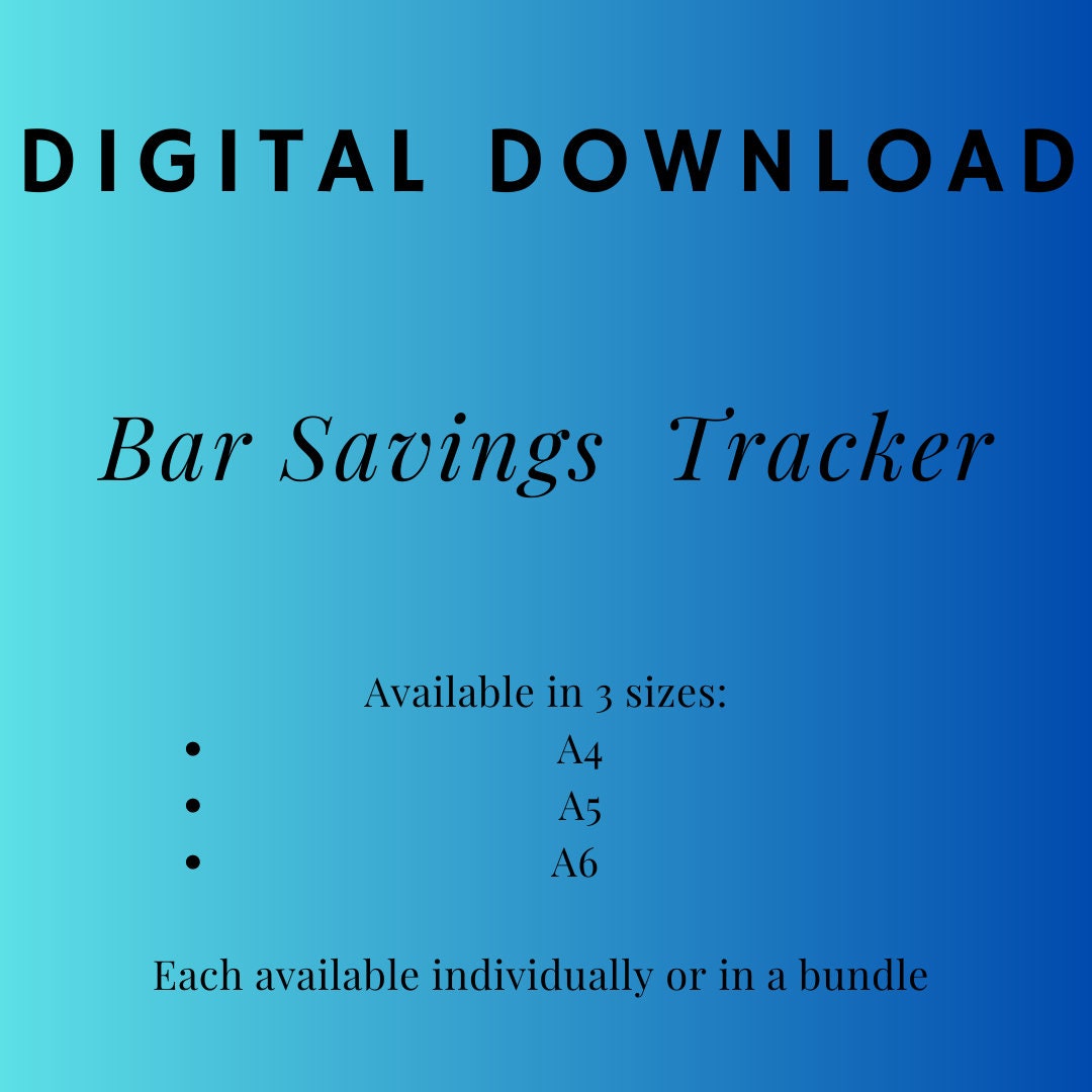 A4 Bar Savings Tracker Digital Printable Bundle - Etsy