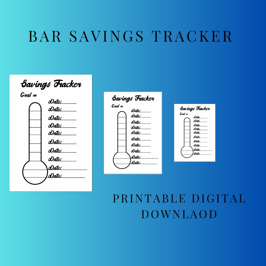 A4 Bar Savings Tracker Digital Printable Bundle - Etsy