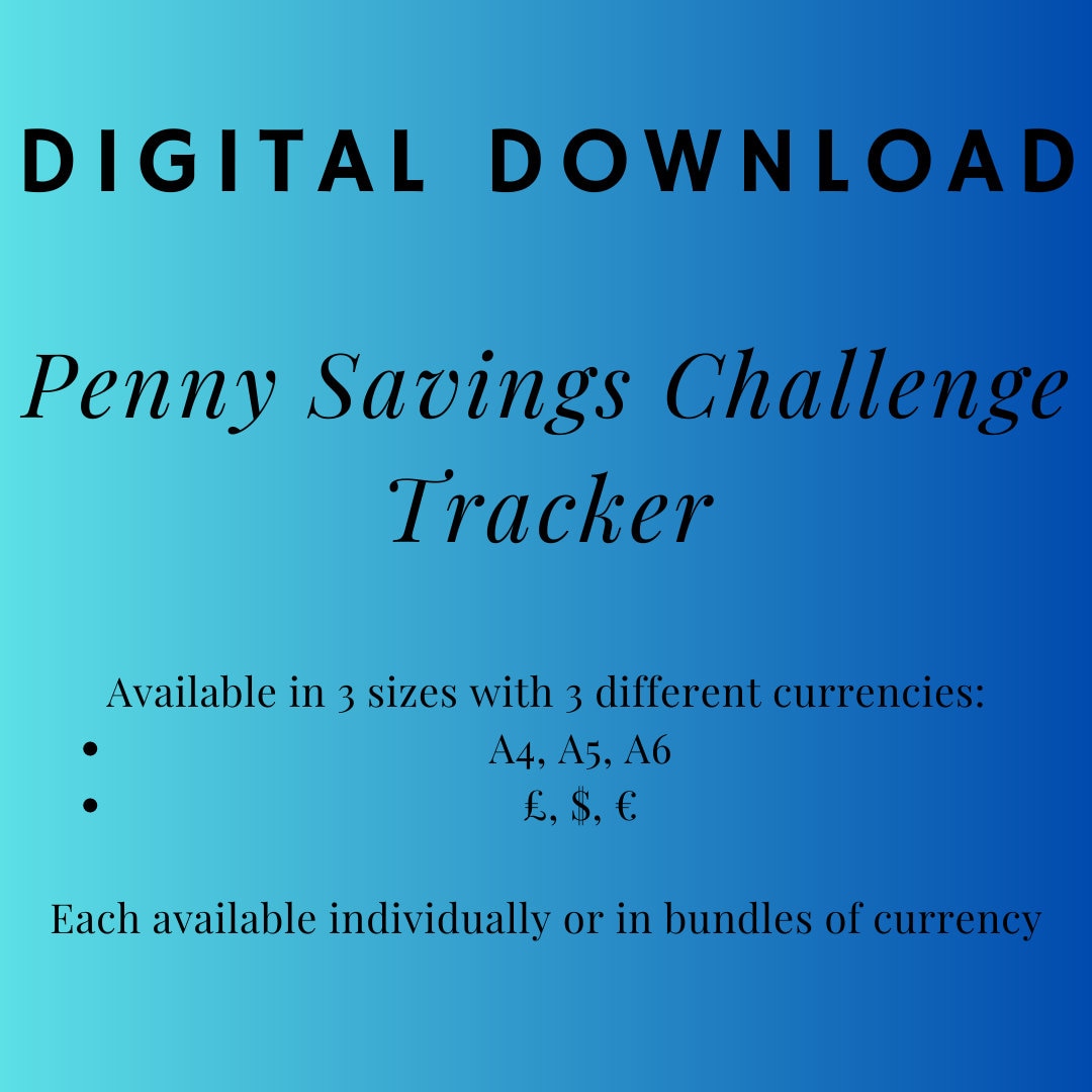 Penny Savings Challenge Tracker A4/A5/A6 Digital Printable GBP Pounds ...