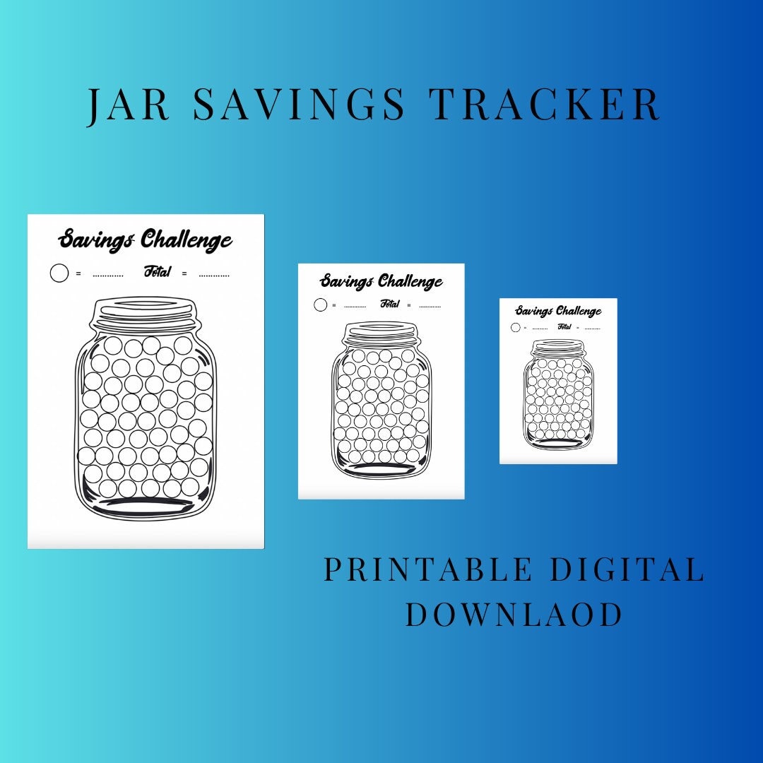 A4 Jar Savings Tracker Digital Printable - Etsy