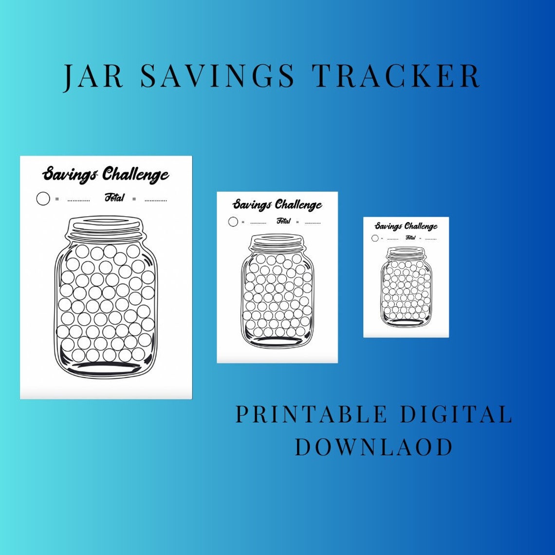 A4 Jar Savings Tracker Digital Printable - Etsy