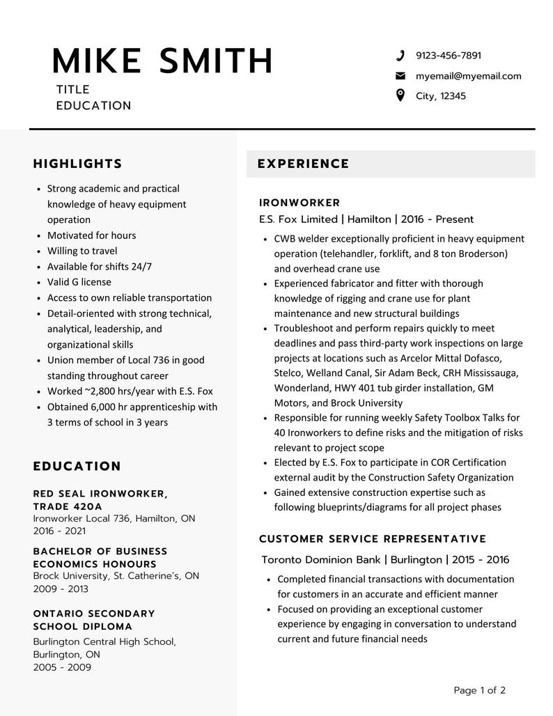 Modern Resume Template: Editable Cover Letter & References (canva) - Etsy