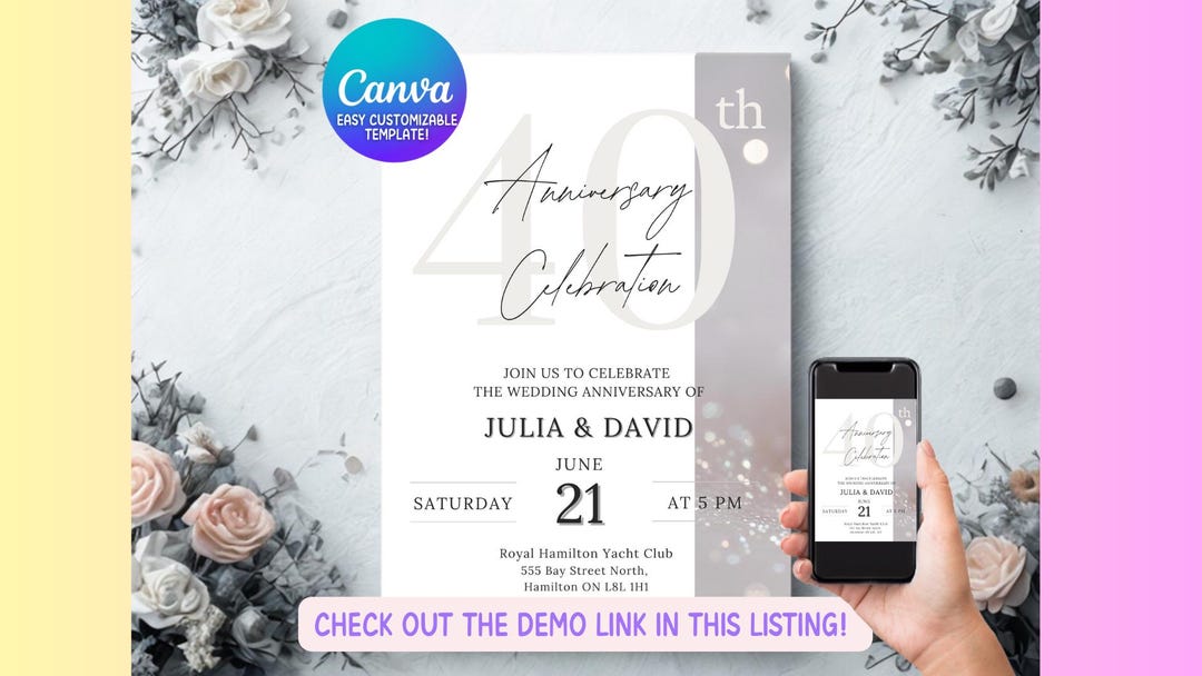 Modern Wedding Anniversary Invitation | Milestone Anniversary Party ...