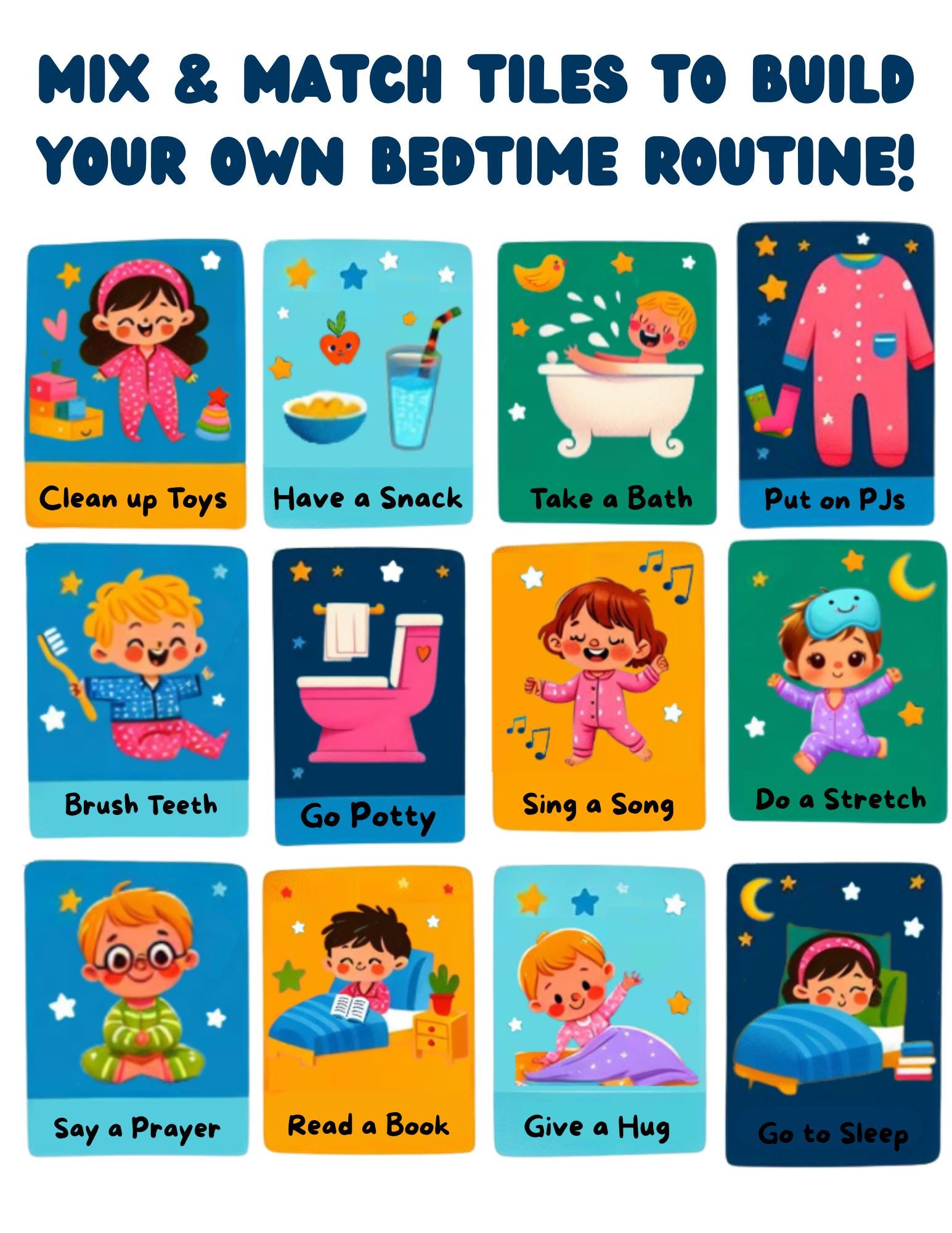 Printable Bedtime Routine Checklist for Toddlers & Kids | Editable ...