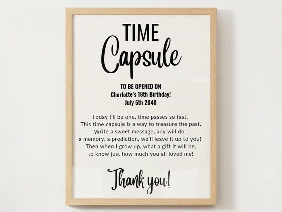 First Birthday Time Capsule Sign, Birthday Invitation, Time Capsule ...