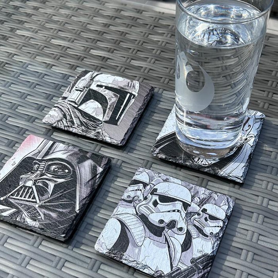Star Wars Set of 4 Slate Coasters - May the Force Be With You. Darth ...