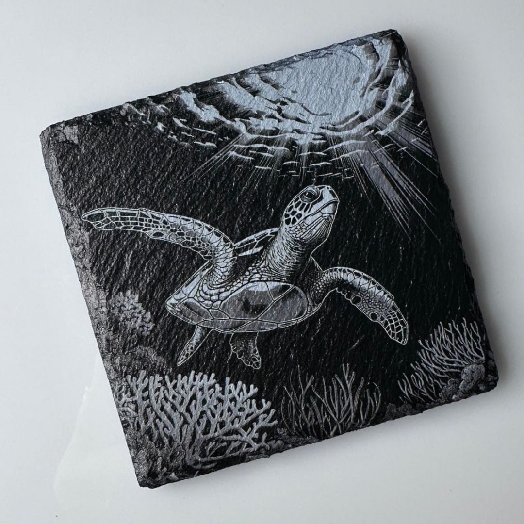 Under the Seas Slate Coasters Sea Turtle - Etsy
