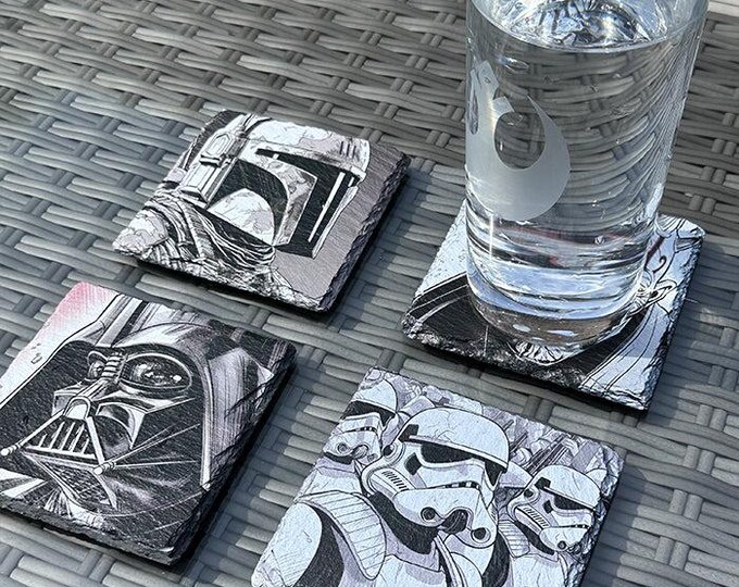 Star Wars Inspired Slate Coaster Set, the Dark Side Set, Great Gift ...