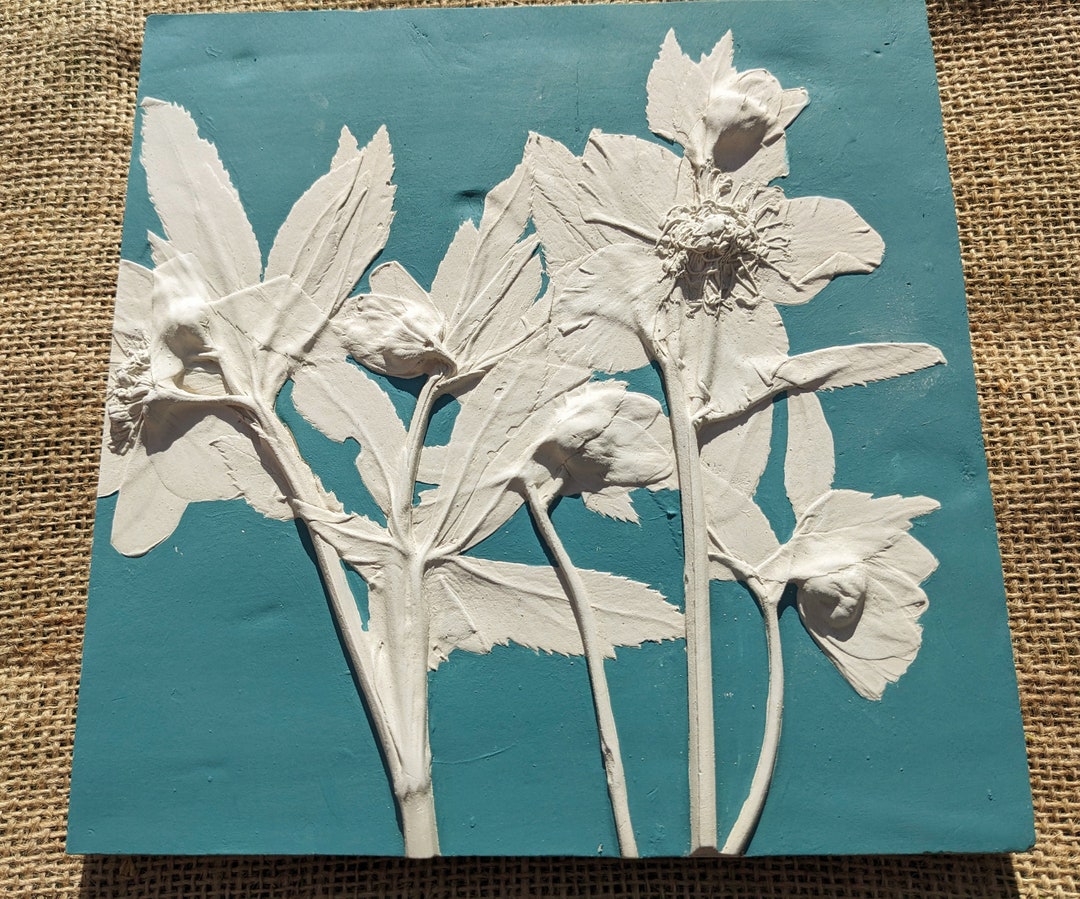 Botanical Bas Relief, Hellebore Bas Relief, Plaster Cast Hanging ...